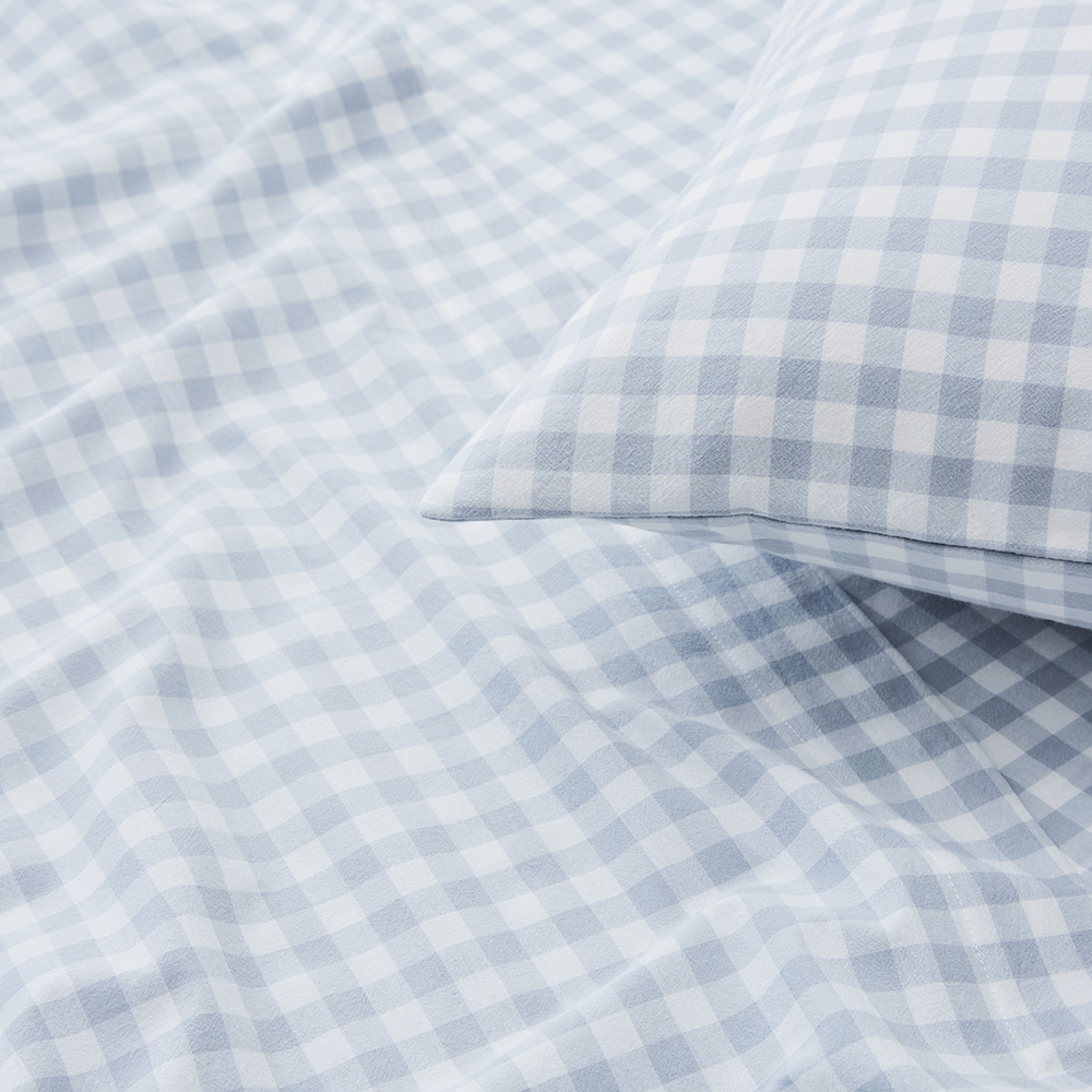Yarn Dyed Dusty Blue Gingham Sheet Set | Adairs