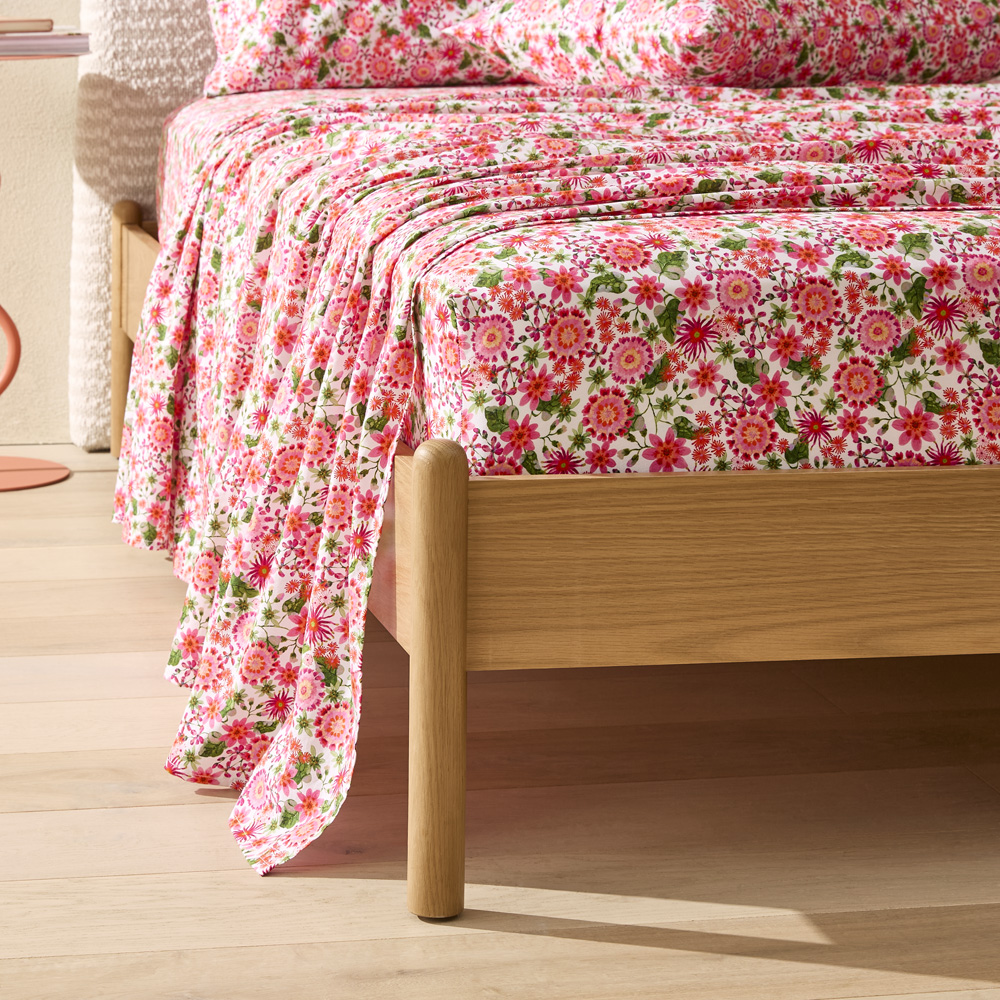 Sofia Floral Raspberry Sheet Set | Adairs