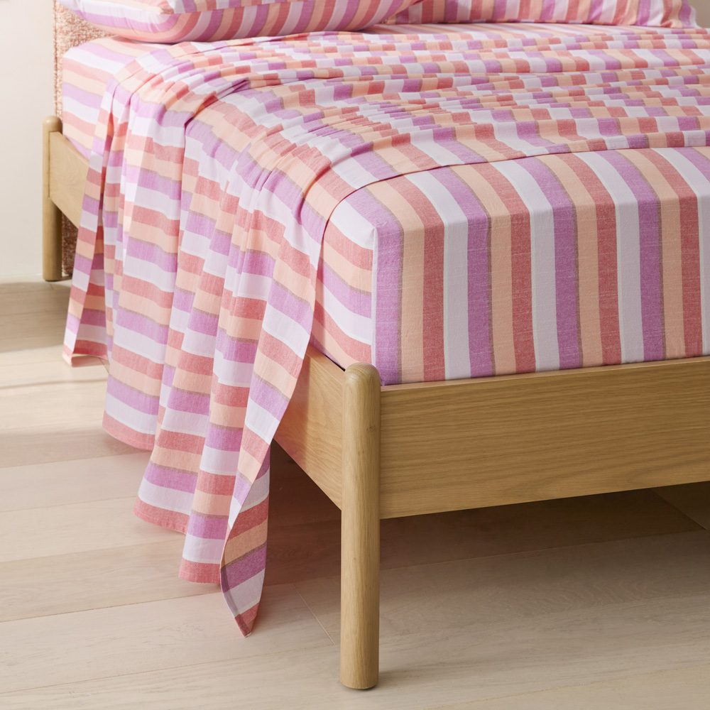 Yarn Dyed Magenta Fiesta Stripe Sheet Set | Adairs