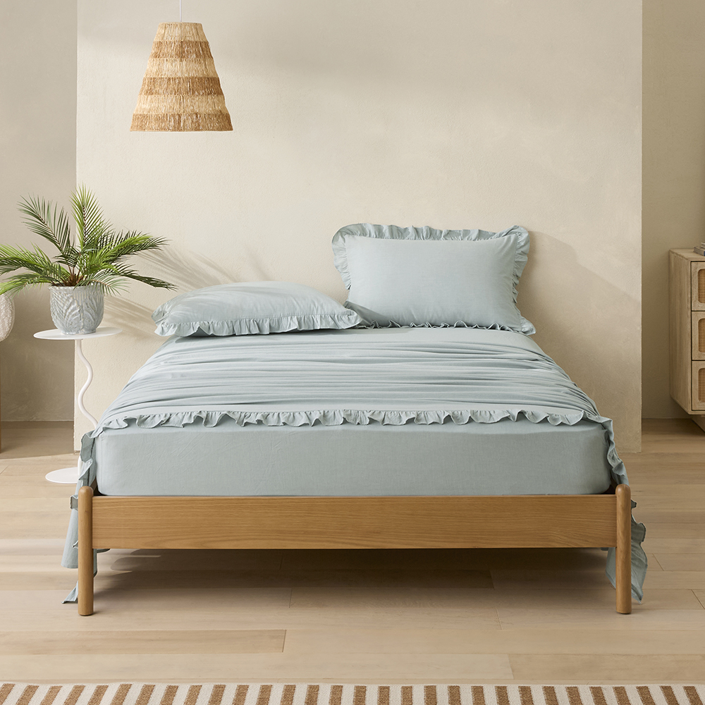 Ruffle Dusty Blue Sheet Set | Adairs