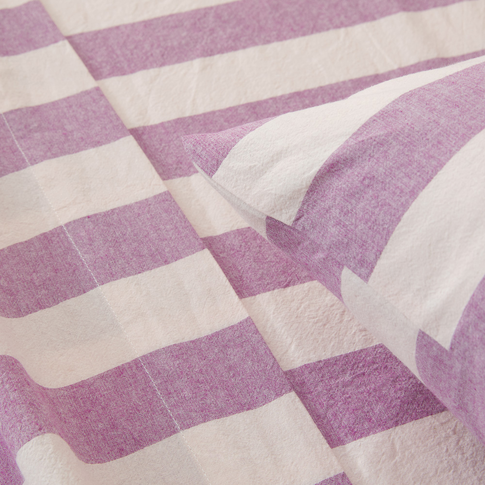 Stonewashed Cotton Berry Block Stripe Sheet Separates | Adairs