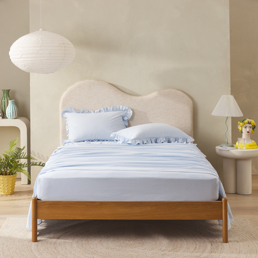 Ruffle Sky Blue Sheet Set | Adairs