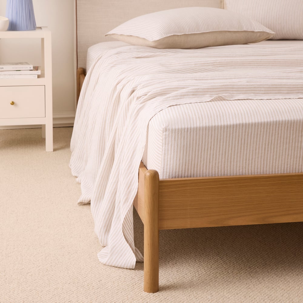 Vintage Washed Linen Linen & White Stripe Sheet Separates | Adairs