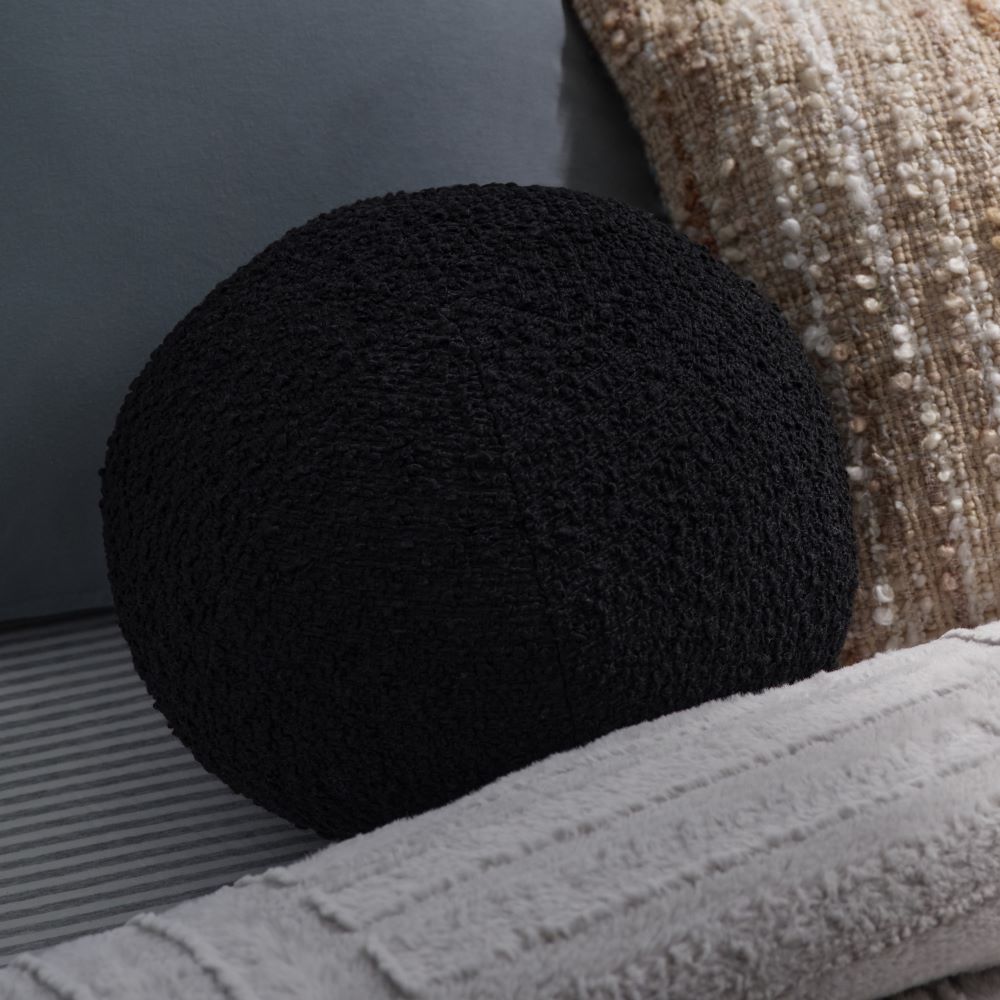 Boucle Black Ball Cushion | Adairs