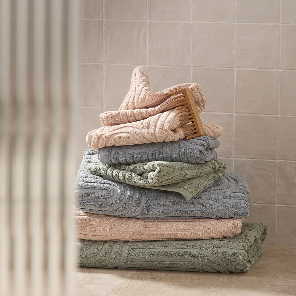 Archie Sea Blue Marle Towel Range | Adairs