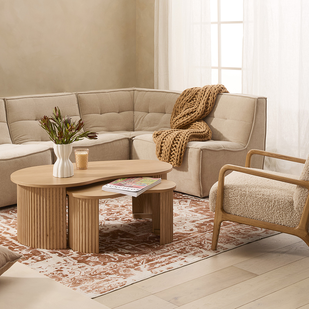 Mark Tuckey - Oak Nesting Coffee Table Set | Adairs