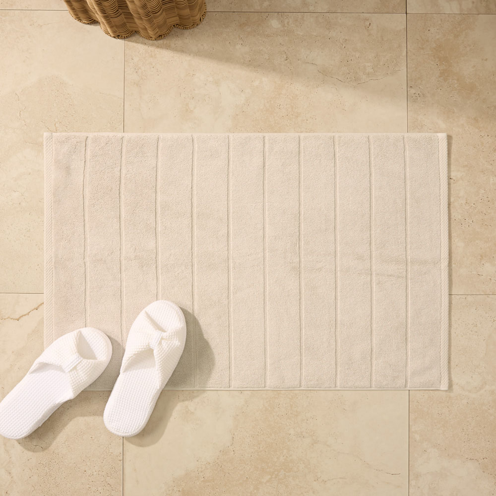 Navara Oatmeal Solid Bamboo Cotton Bath Mat | Adairs