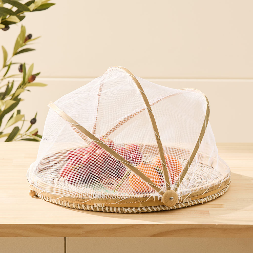 Aparri Outdoor Plain White & Natural Food Cover | Adairs