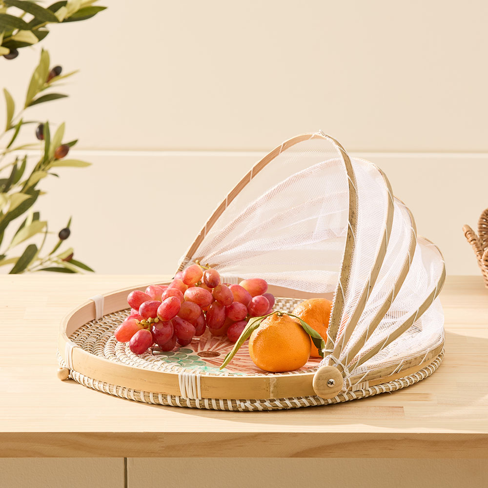 Aparri Outdoor Plain White & Natural Food Cover | Adairs