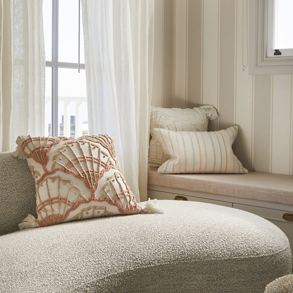 Clamshell Pink Tufted Cushion | Adairs