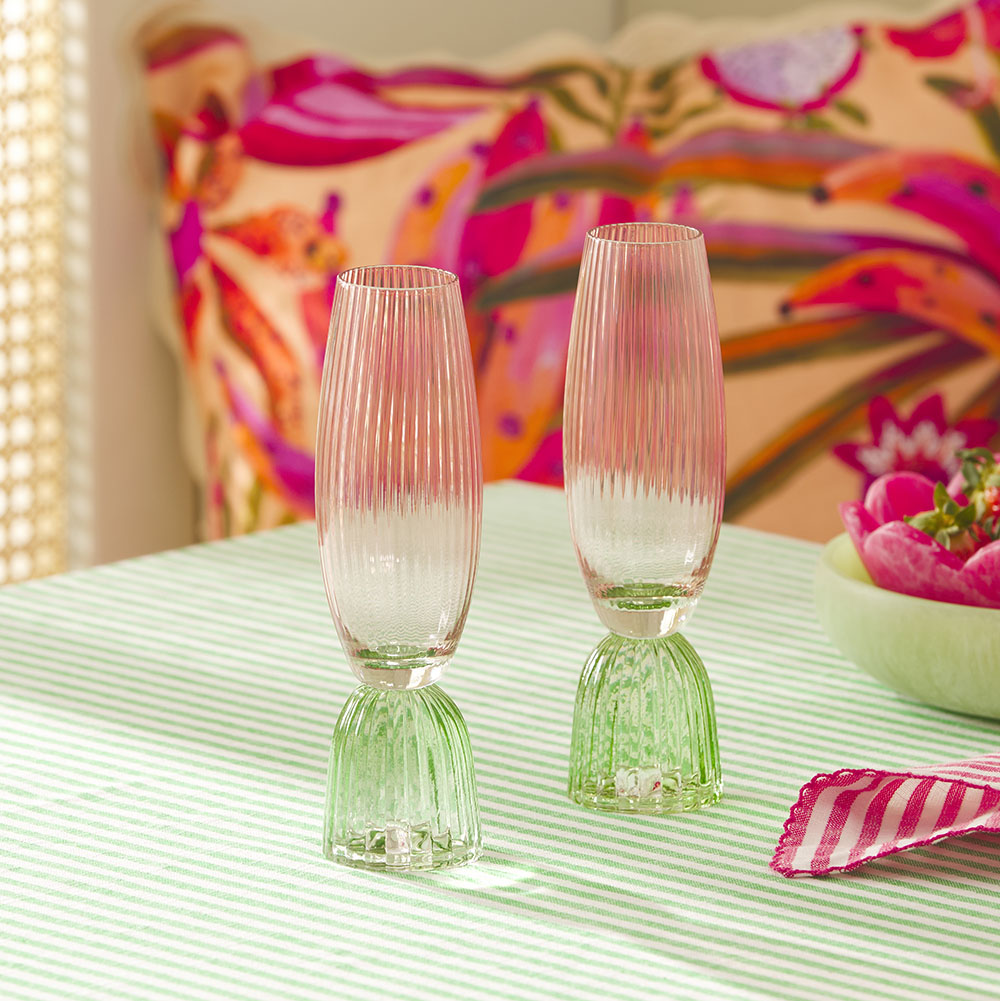 Bardot Pink & Green Champagne Flute Pack of 2 | Adairs