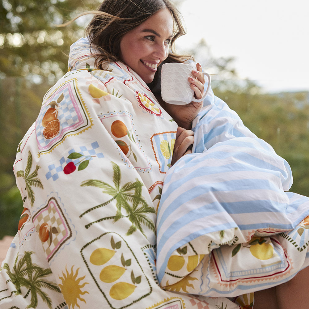 Positano Pale Blue Quilt Cover Set + Separates | Adairs