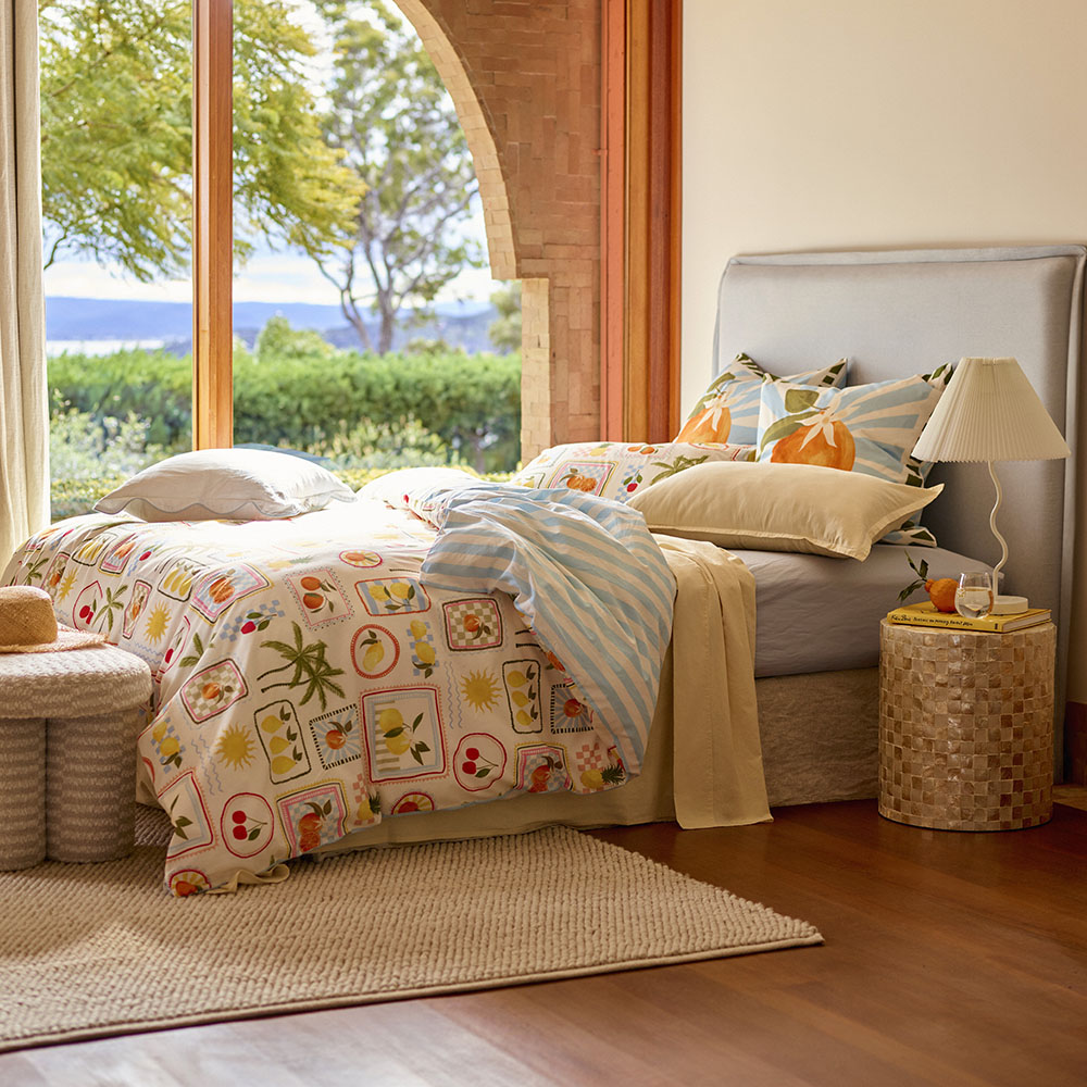 Positano Pale Blue Quilt Cover Set + Separates | Adairs