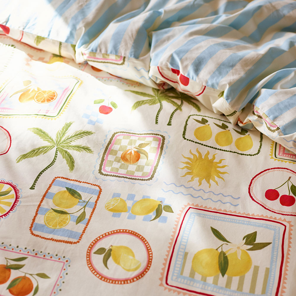 Positano Pale Blue Quilt Cover Set + Separates | Adairs