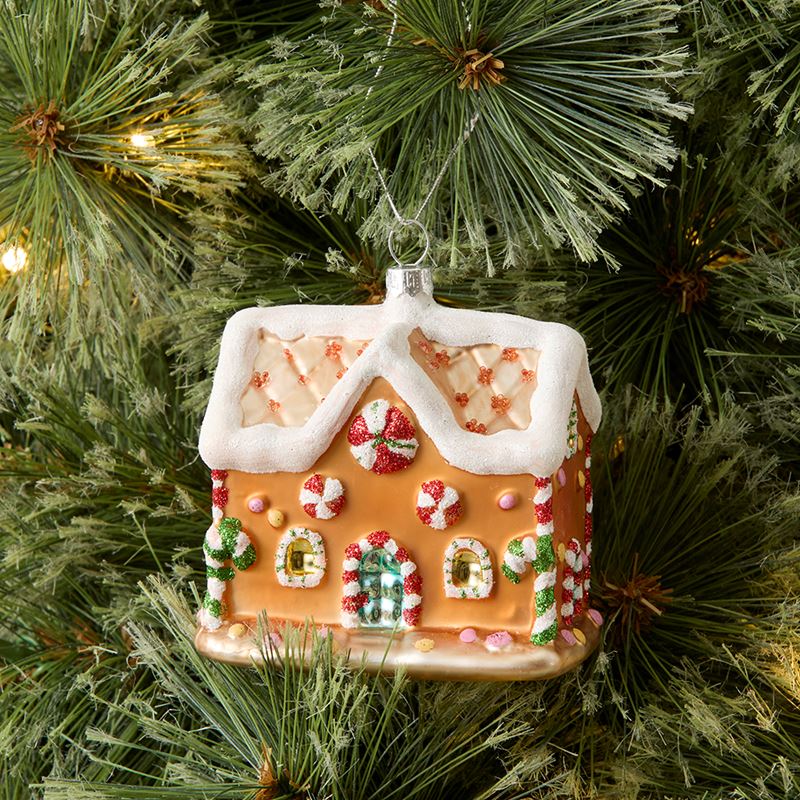 Vintage Gingerbread House Mercury Glass Ornament Adairs