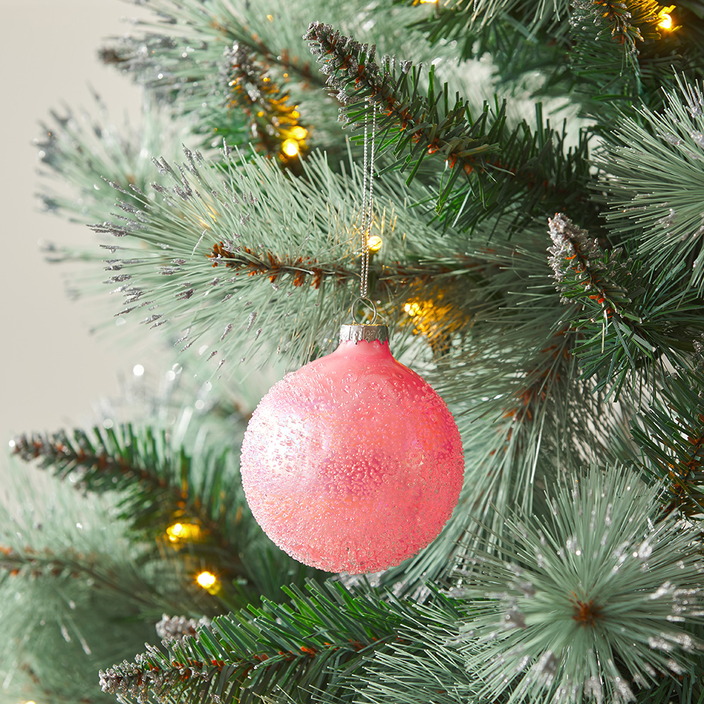 Rainbow Soft Pink Glass Bauble | Adairs