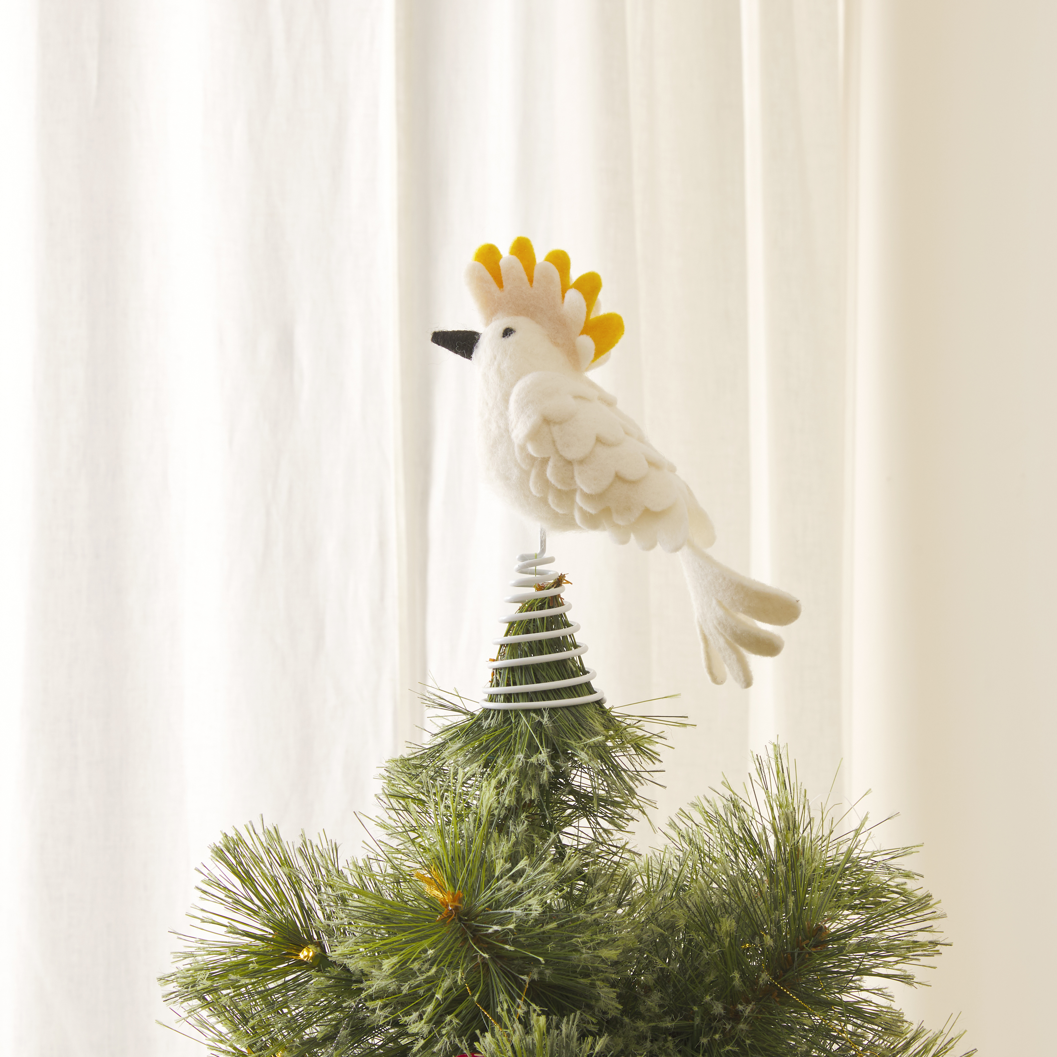 Felted White Cockatoo Tree Topper | Adairs