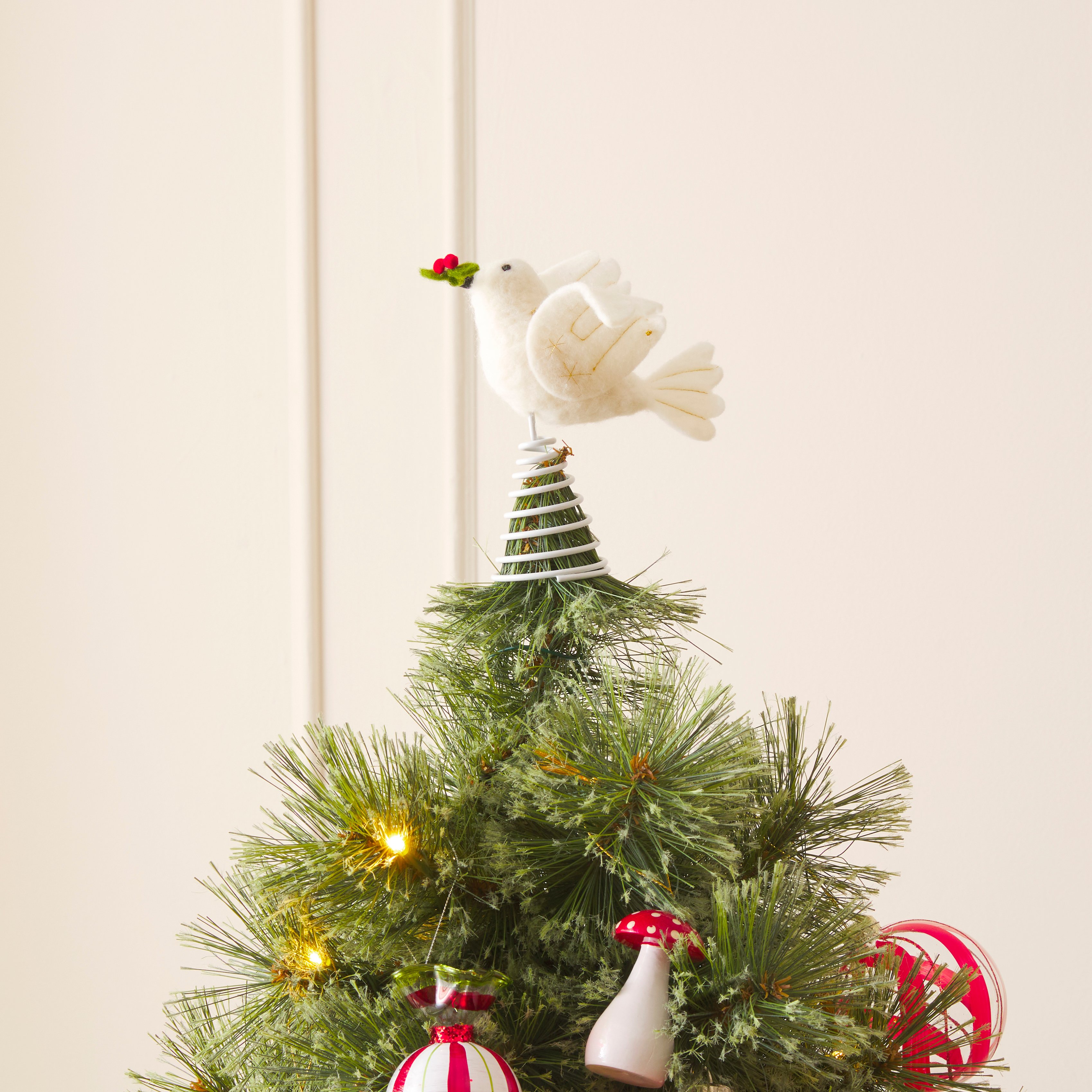 Felted White Dove Tree Topper | Adairs