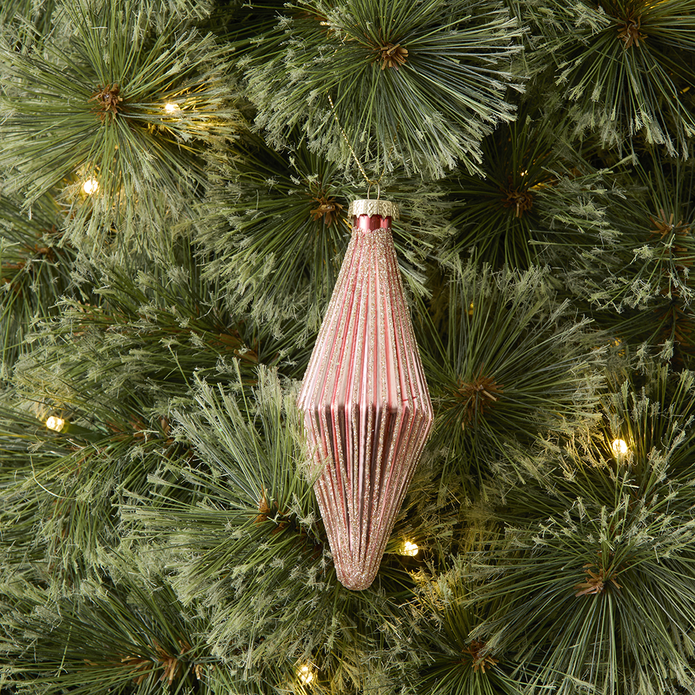 Finial Diamond Dark Pink Drop Bauble | Adairs