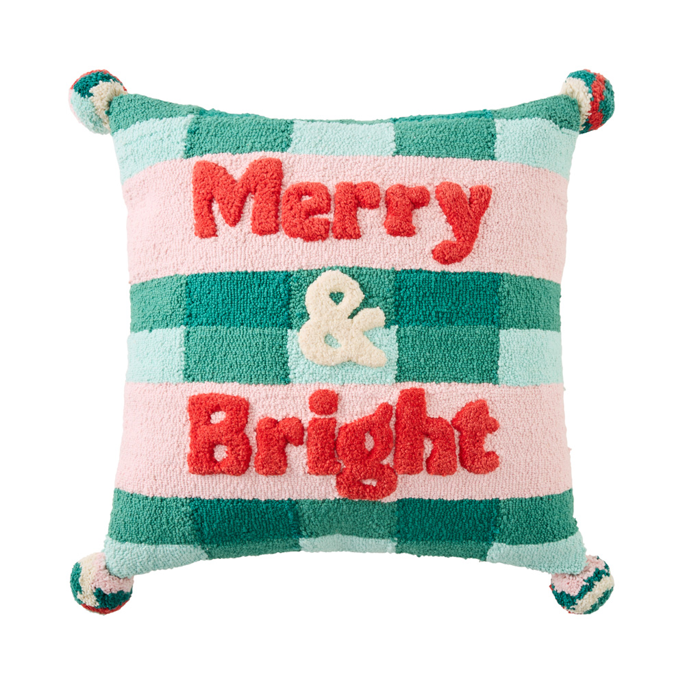 Festive Merry & Bright Text Cushion | Adairs