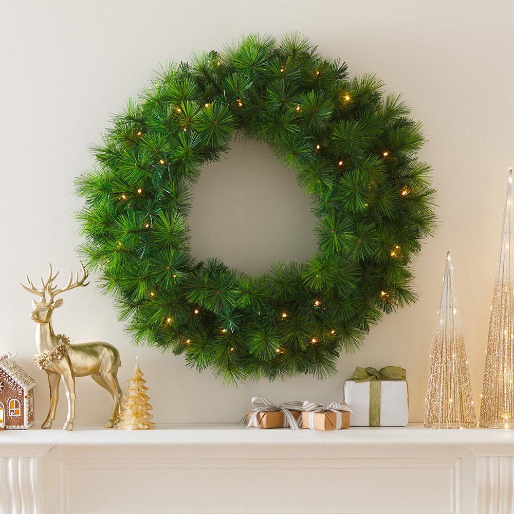 Pine Green Large LED Wreath | Adairs
