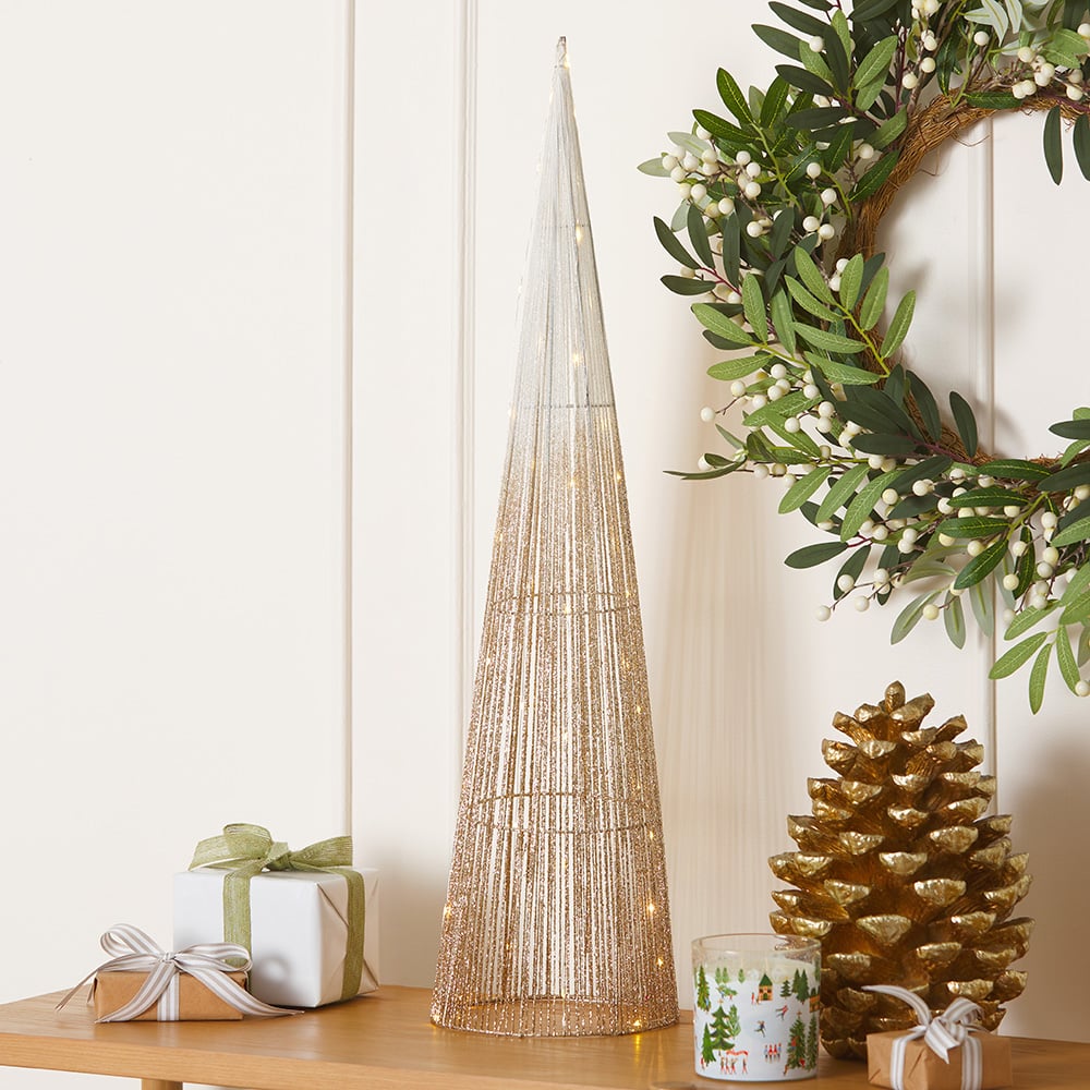 Ombre LED Gold & Silver Large Cone Tree | Adairs