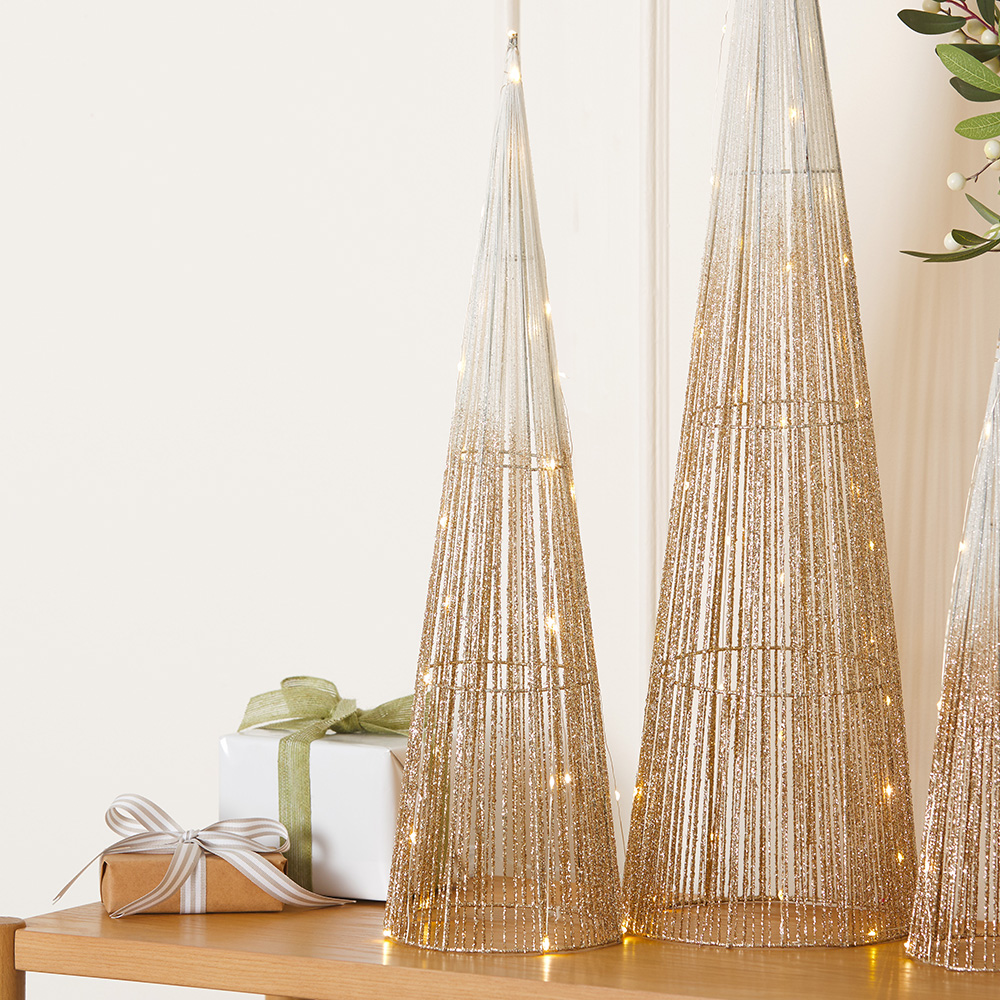 Ombre LED Gold & Silver Medium Cone Tree | Adairs