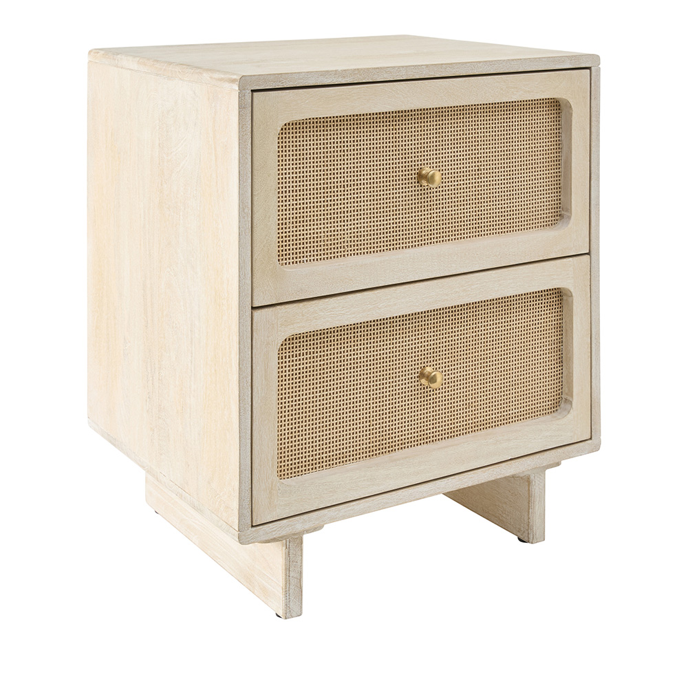 Seattle White Wash 2 Drawer Bedside Table | Adairs