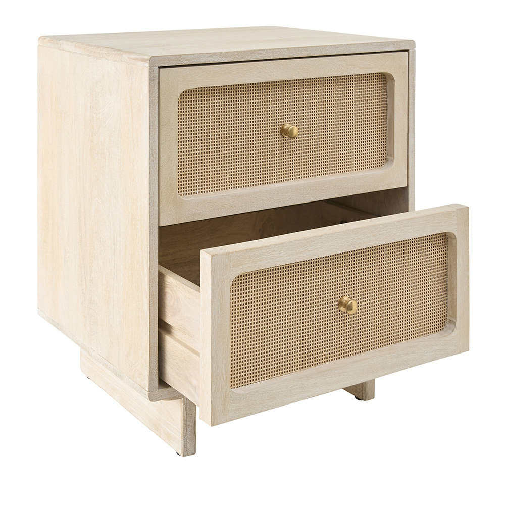 Seattle White Wash 2 Drawer Bedside Table | Adairs