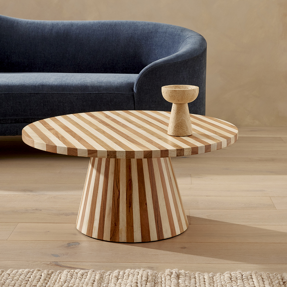 Enzo Natural & Walnut Stripe Coffee Table | Adairs