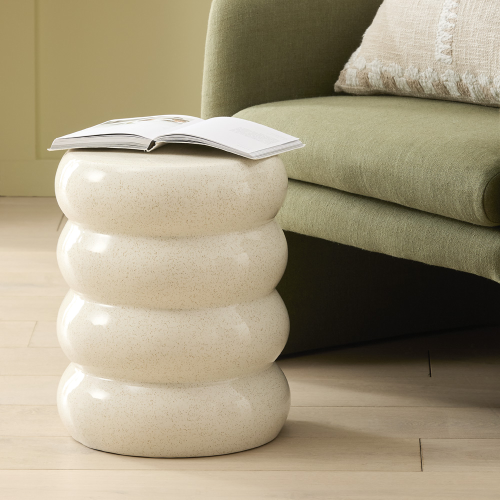 Ceramic Sand Ribbed Side Table | Adairs