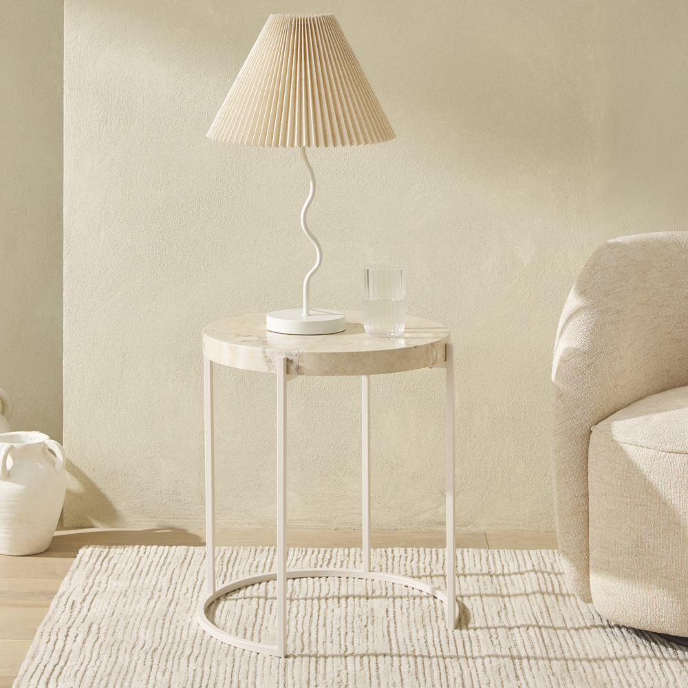 Esther Nesting Side Table White/Faux Marble | Adairs