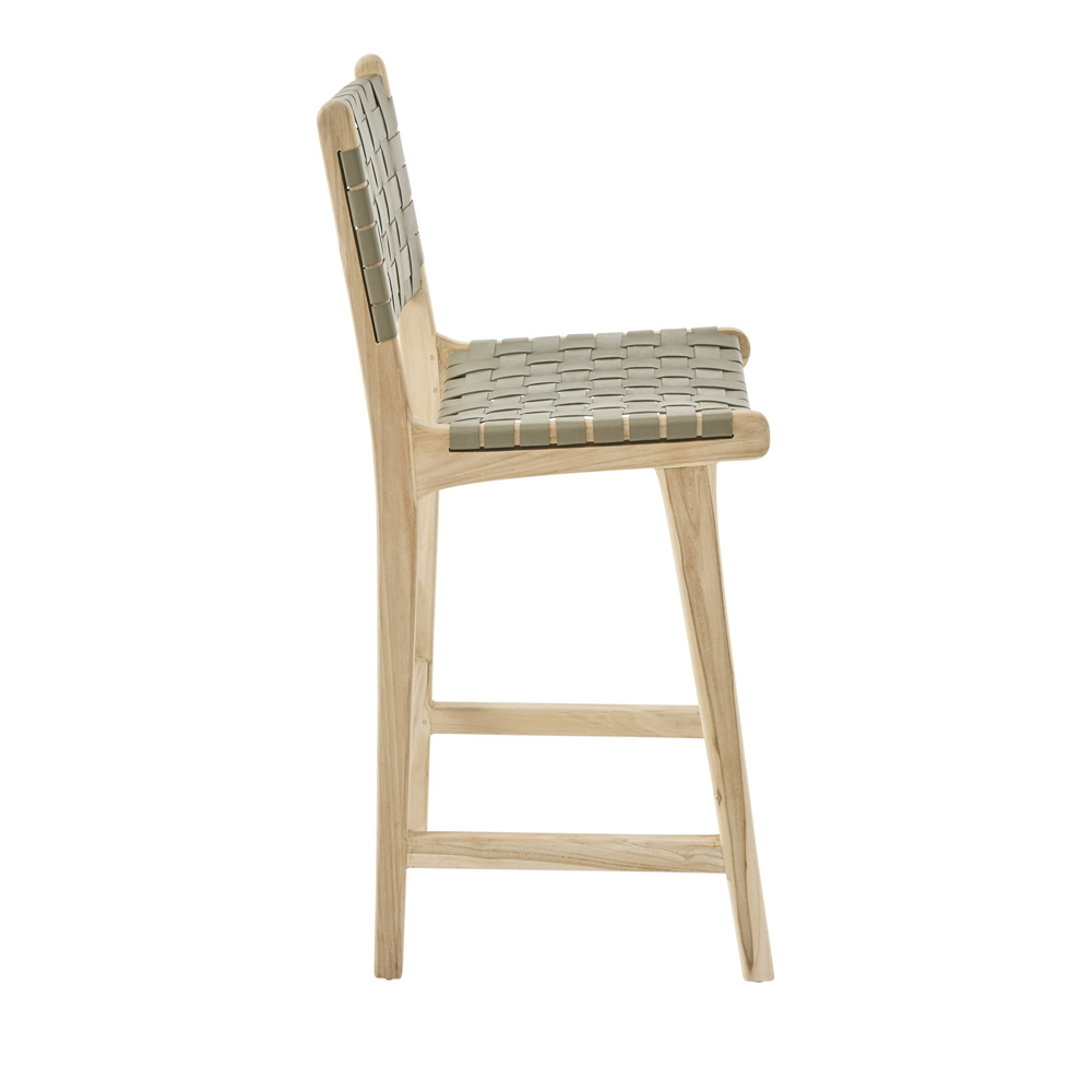 Palmer Woven Leather Khaki Counter Stool | Adairs