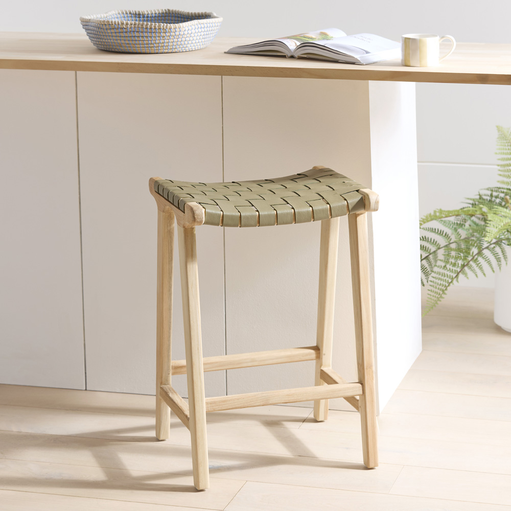 Woven leather counter stool backless store