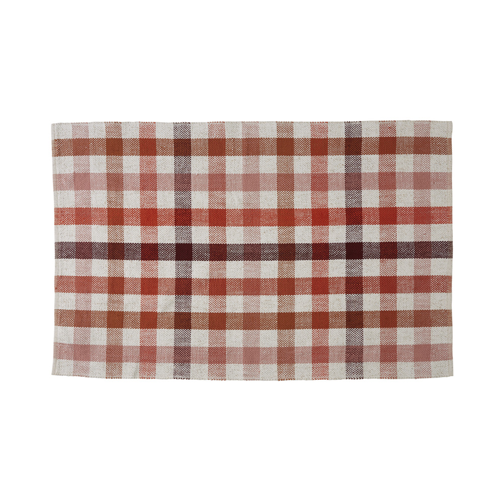 Romeo Raspberry & Beige Check Rug | Adairs
