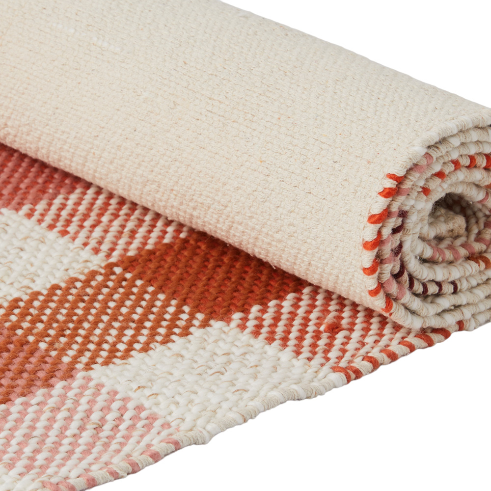 Romeo Raspberry & Beige Check Rug | Adairs