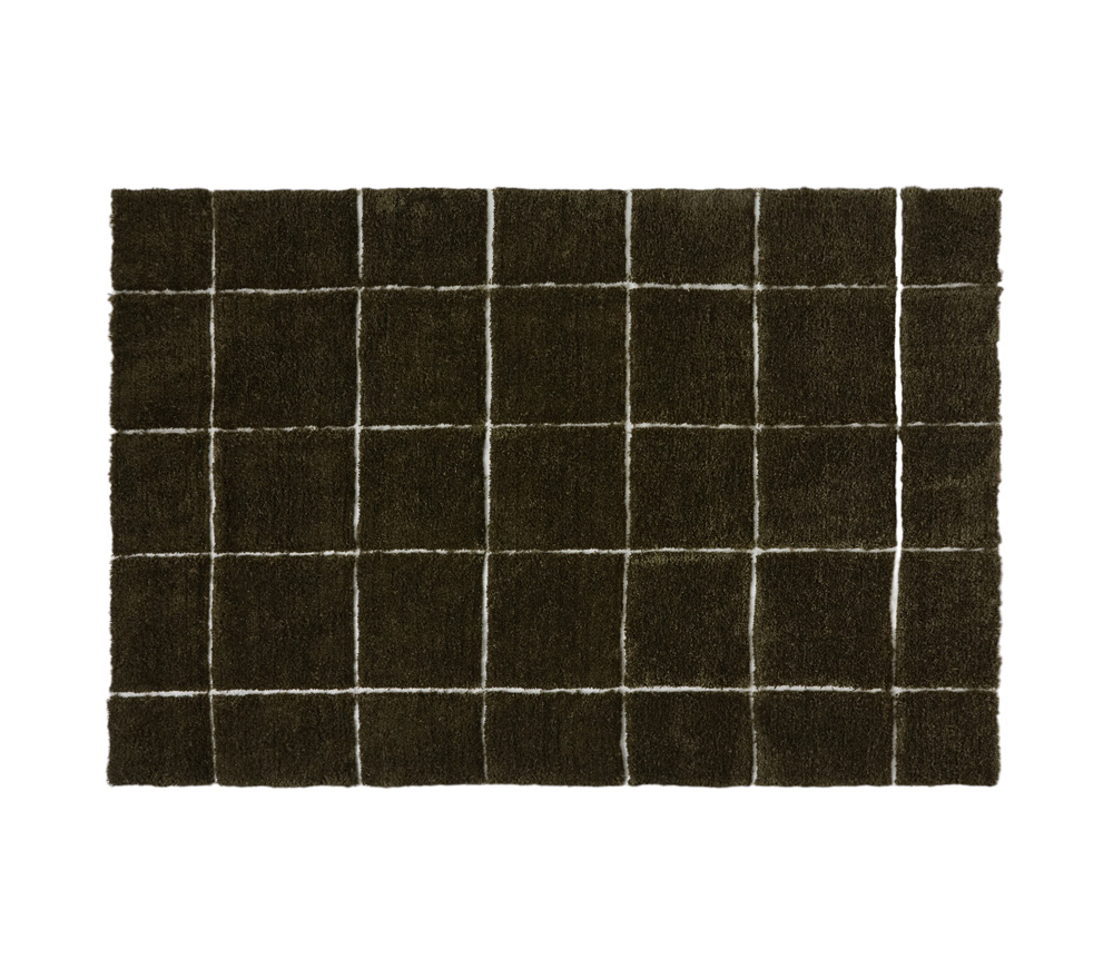 High Pile Olive Green Tufted Rug | Adairs
