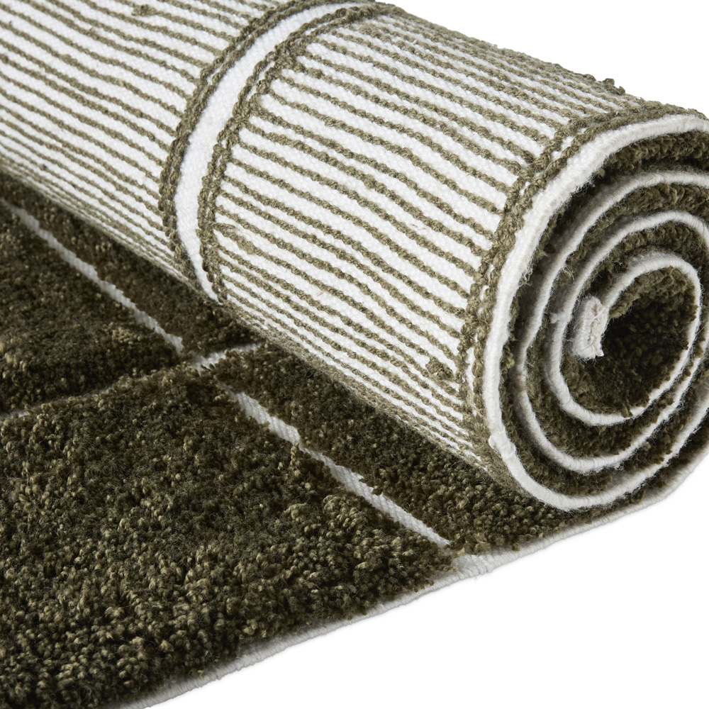 High Pile Olive Green Tufted Rug | Adairs