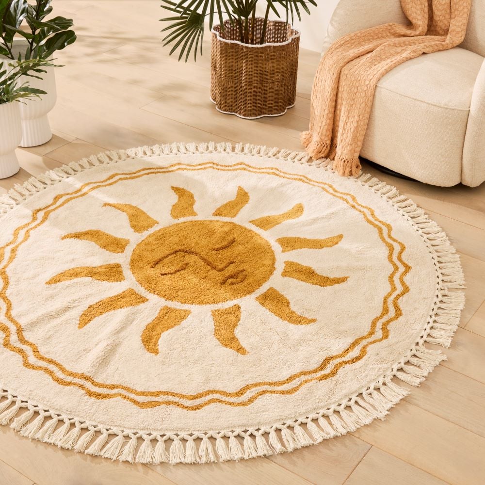 Solstice Golden & Natural Cotton Tufted Rug | Adairs