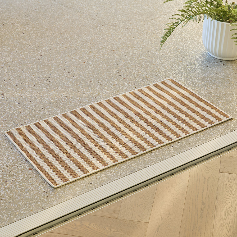 Soho Sand & Ivory Stripe Indoor & Outdoor Mat | Adairs