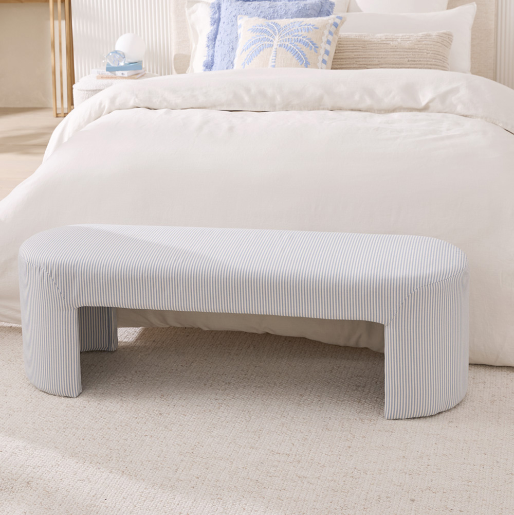 Essay Light Blue Stripe Bench Seat | Adairs
