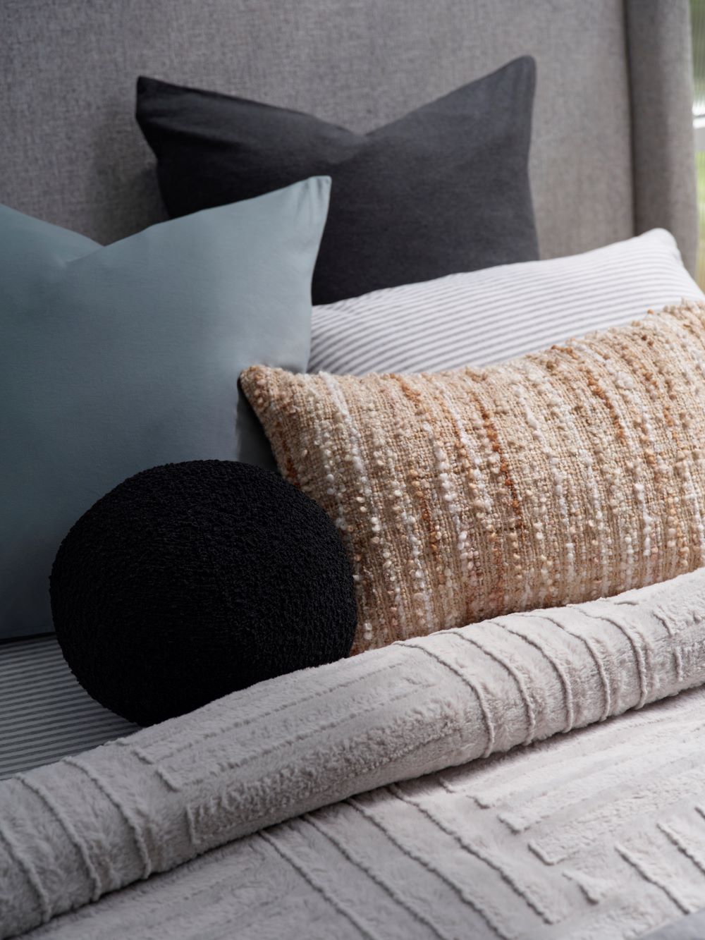 Boucle Black Ball Cushion | Adairs