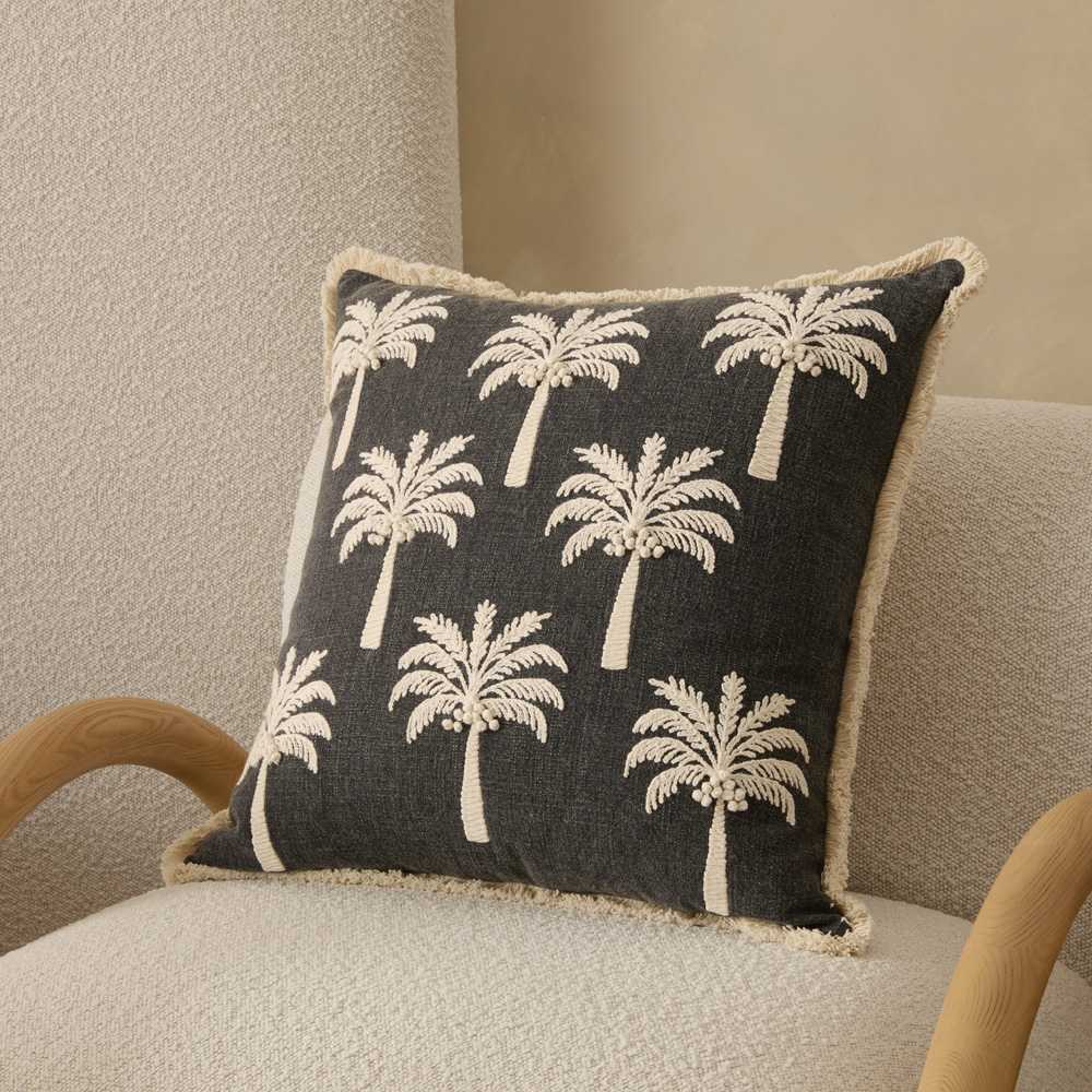 Coconut Palm Black Cushion Adairs