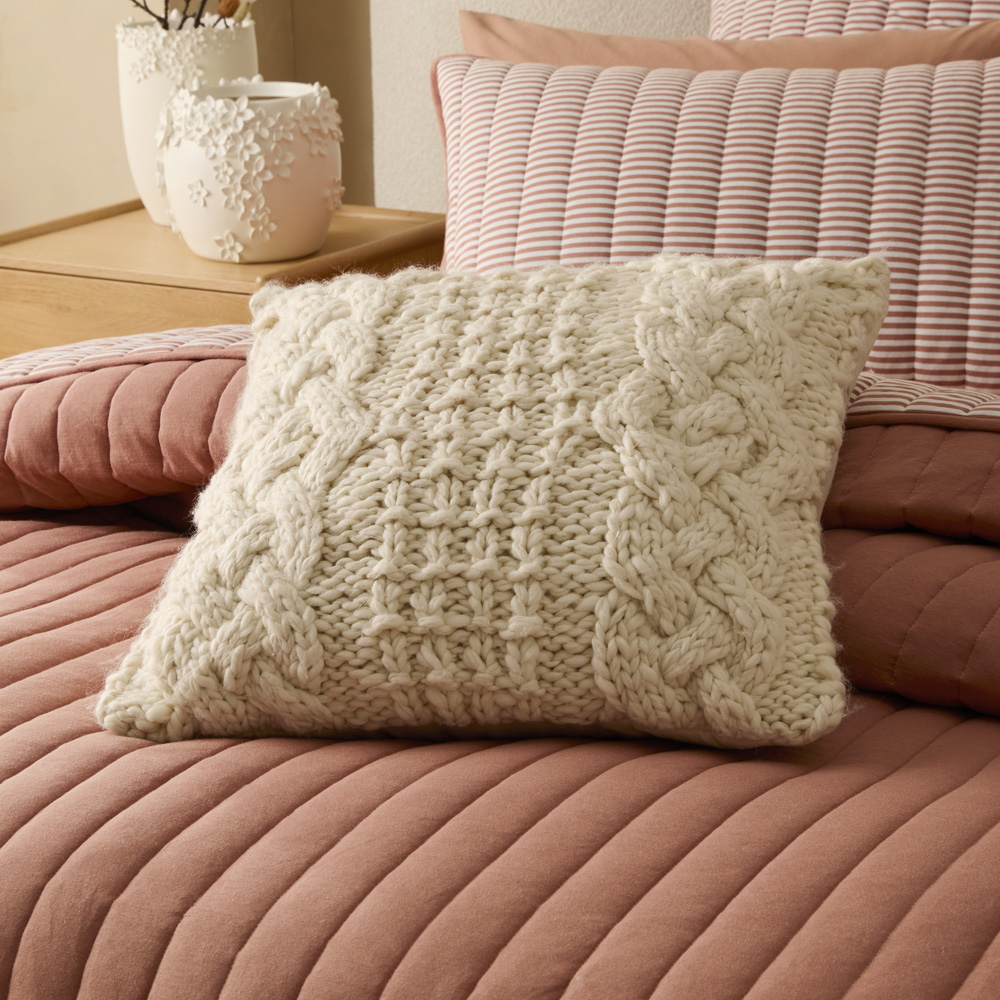Tamsin Natural Knit Cushion | Adairs