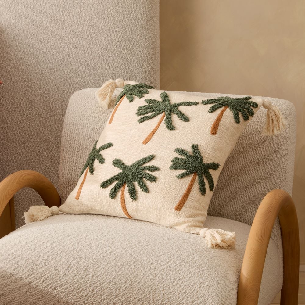 Palm White Tufted Cushion | Adairs
