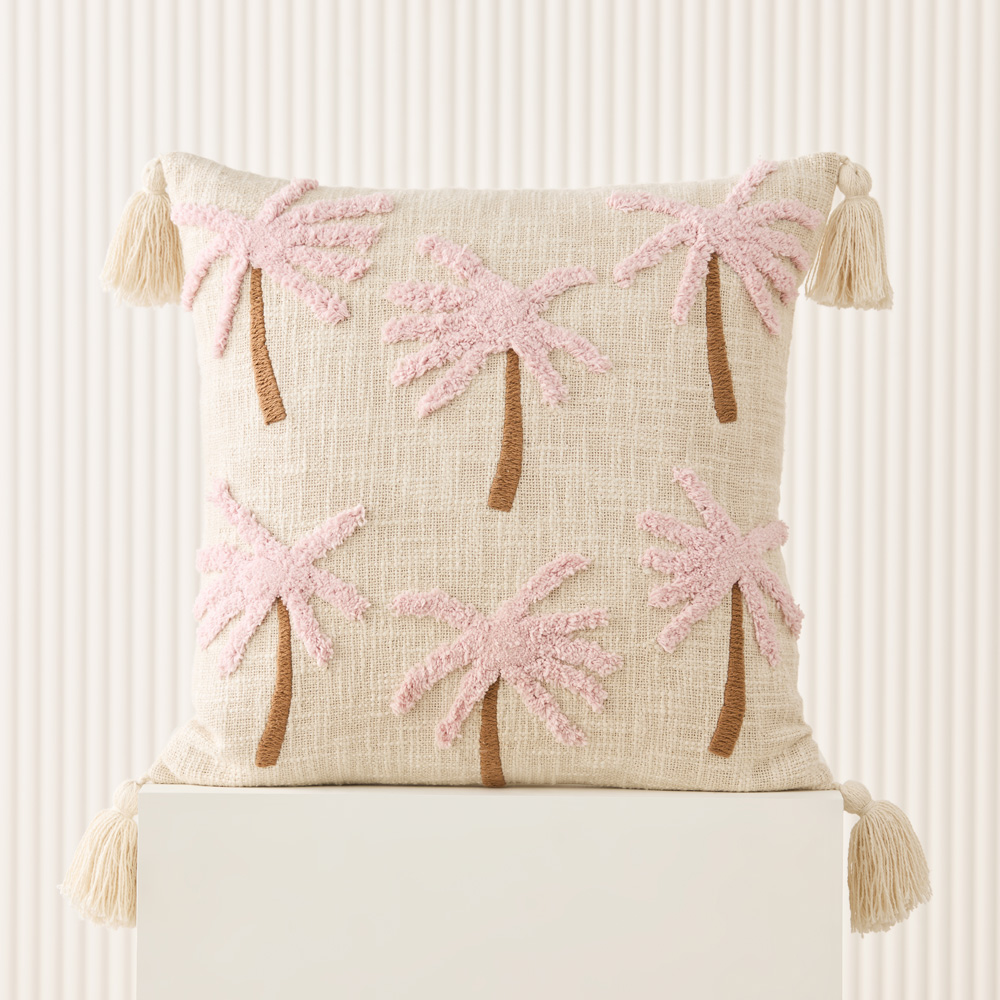 Palm Pink Tufted Cushion | Adairs