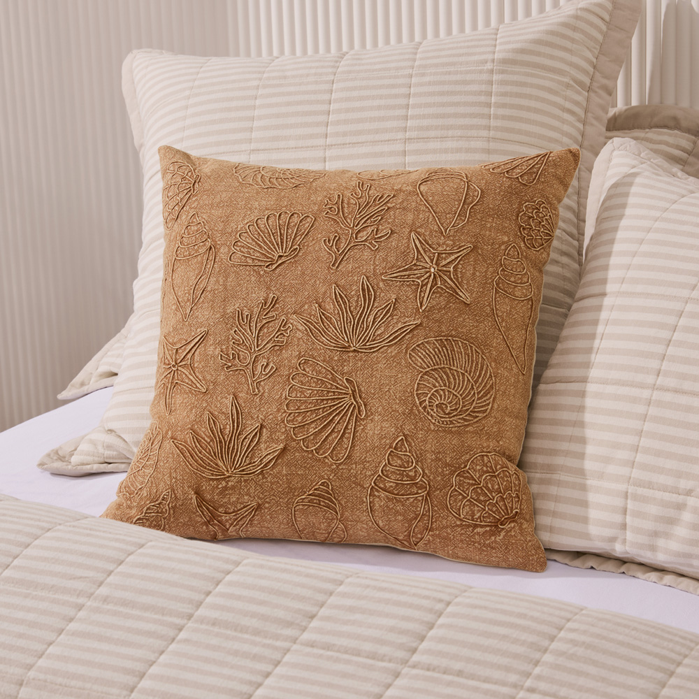 Nori Brown Shell Cushion | Adairs