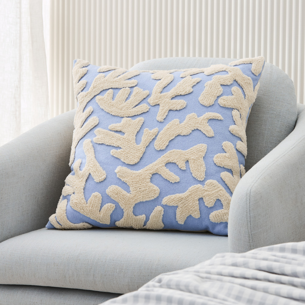 Coral Blue Tufted Cushion | Adairs