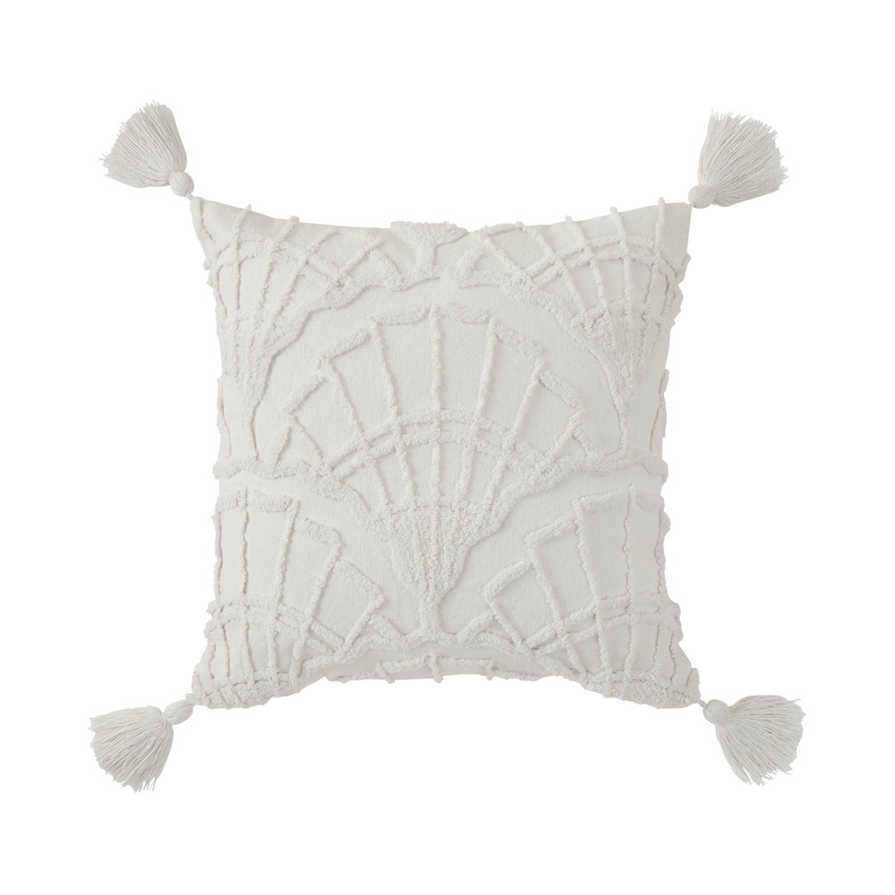 Clamshell White Tufted Cushion | Adairs