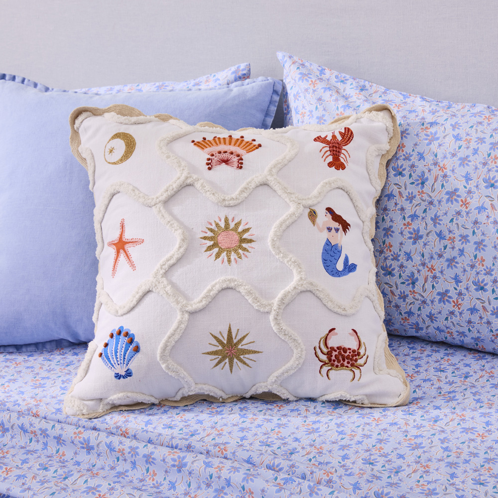 Italian Vacay White Beach Cushion | Adairs